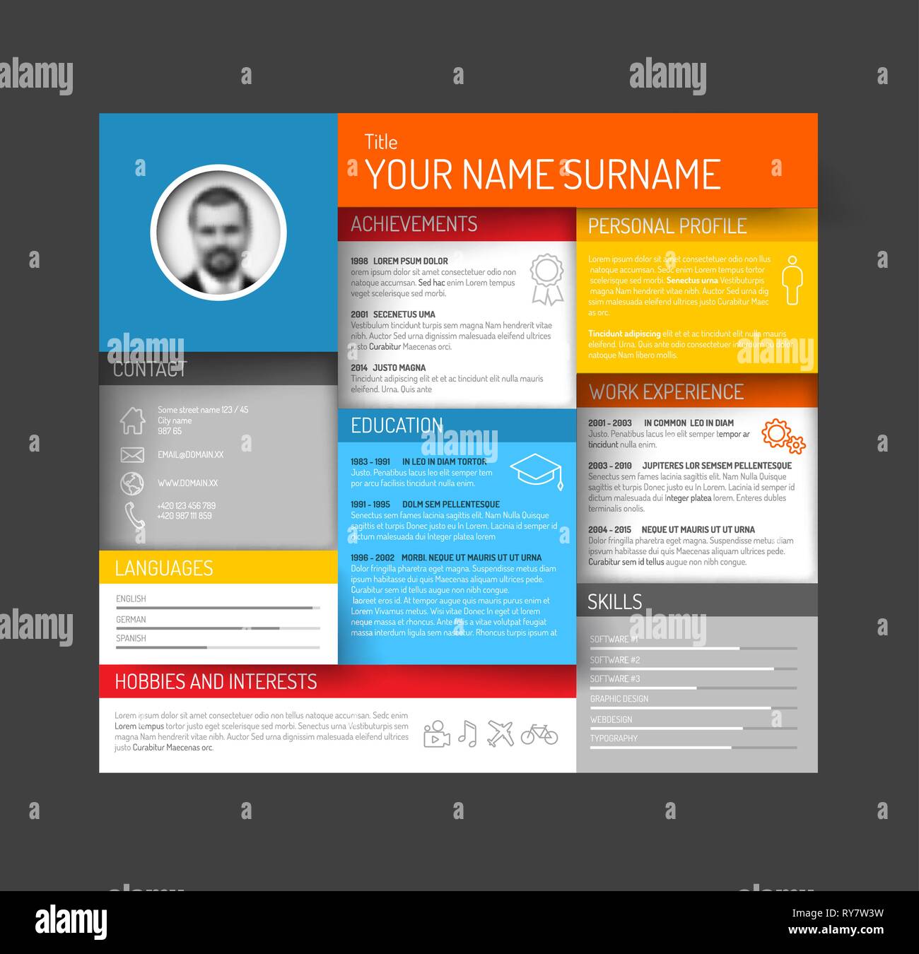 Vector minimalist cv / resume template dashboard profile - fresh colors ...