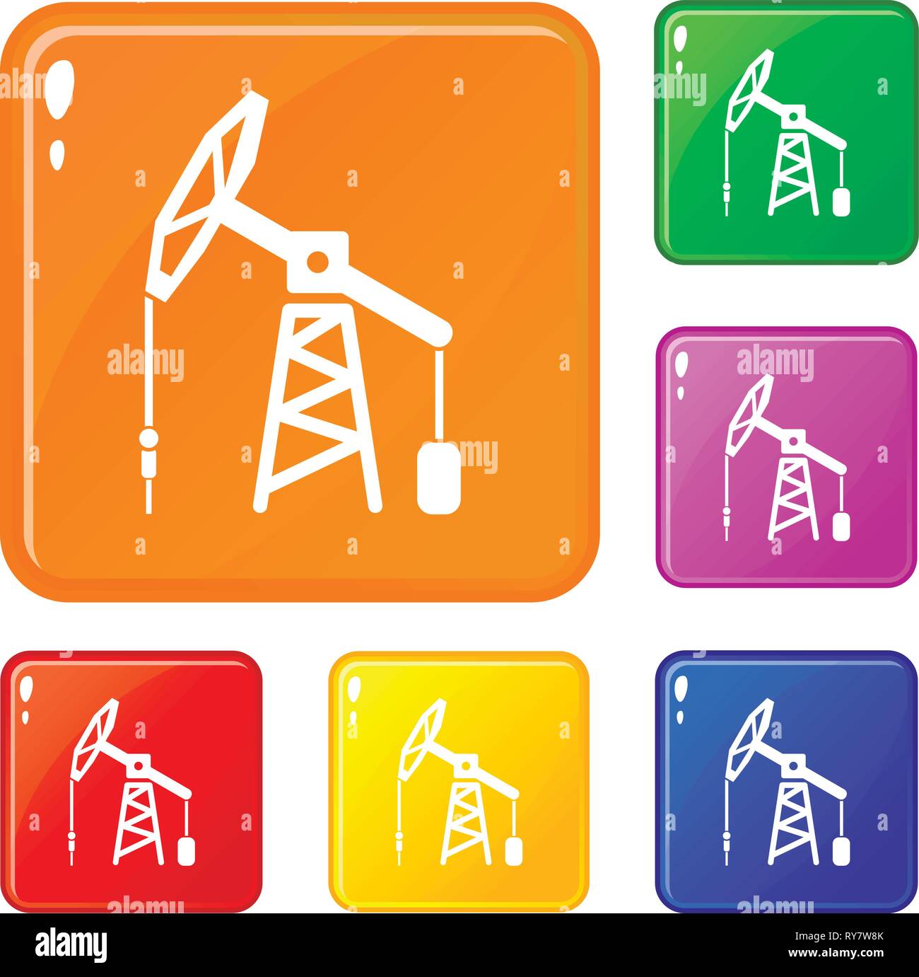 Oil rig icons set vector color Stock Vector Image & Art - Alamy