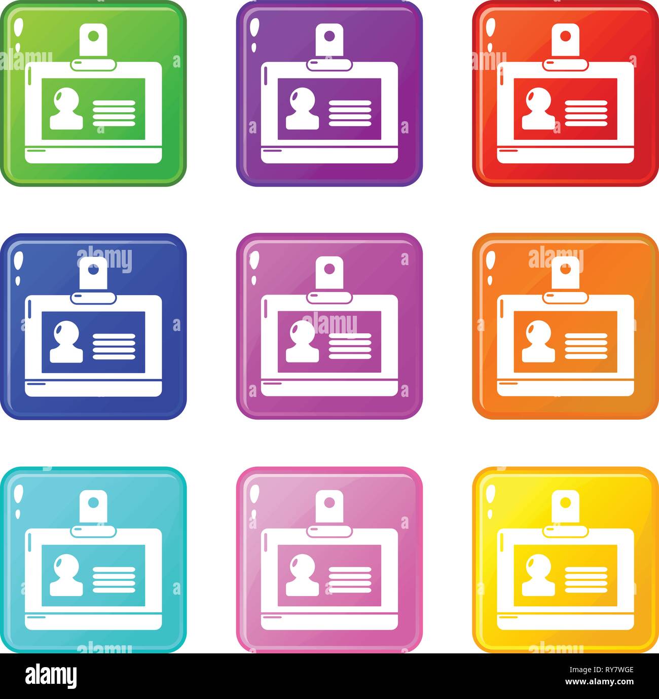 Badge office icons set 9 color collection Stock Vector Image & Art - Alamy