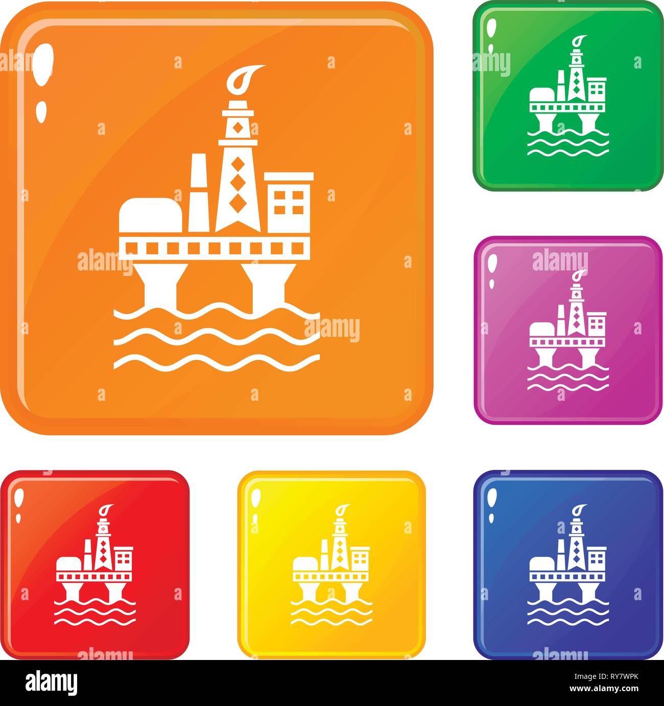 Oil platform icons set vector color Stock Vector Image & Art - Alamy