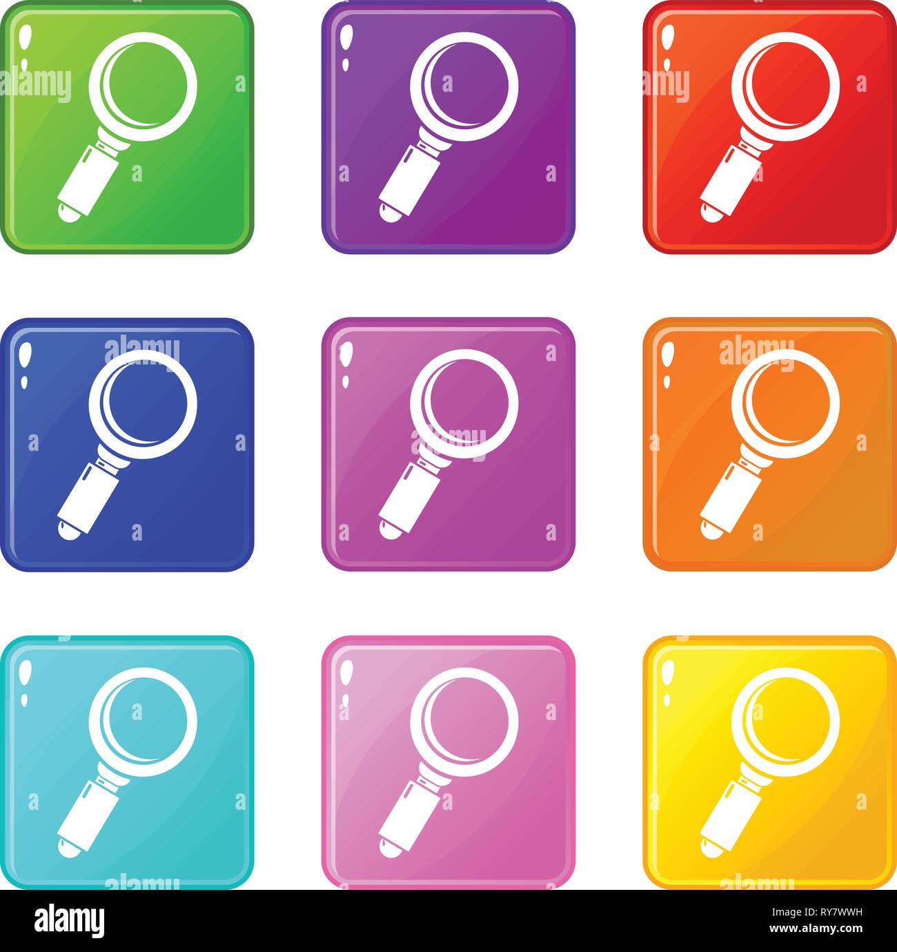 Loupe icons set 9 color collection Stock Vector Image & Art - Alamy