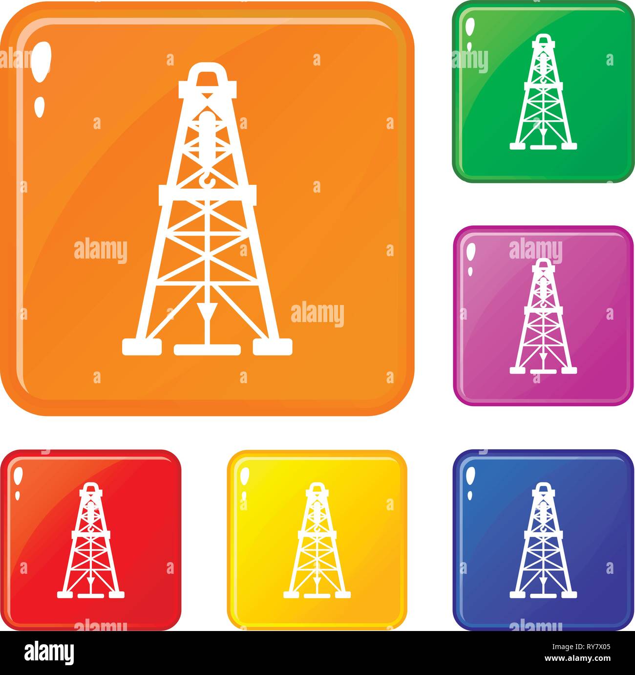 Oil derrick icons set vector color Stock Vector Image & Art - Alamy