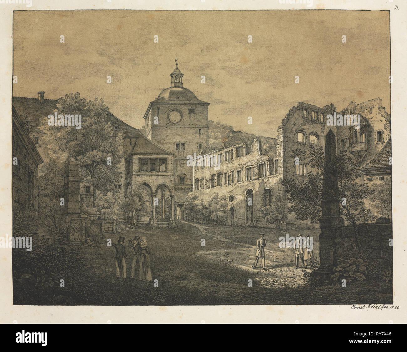Six Views of Heidelberg Castle: Castle Terrace, 1820. Ernst Fries ...