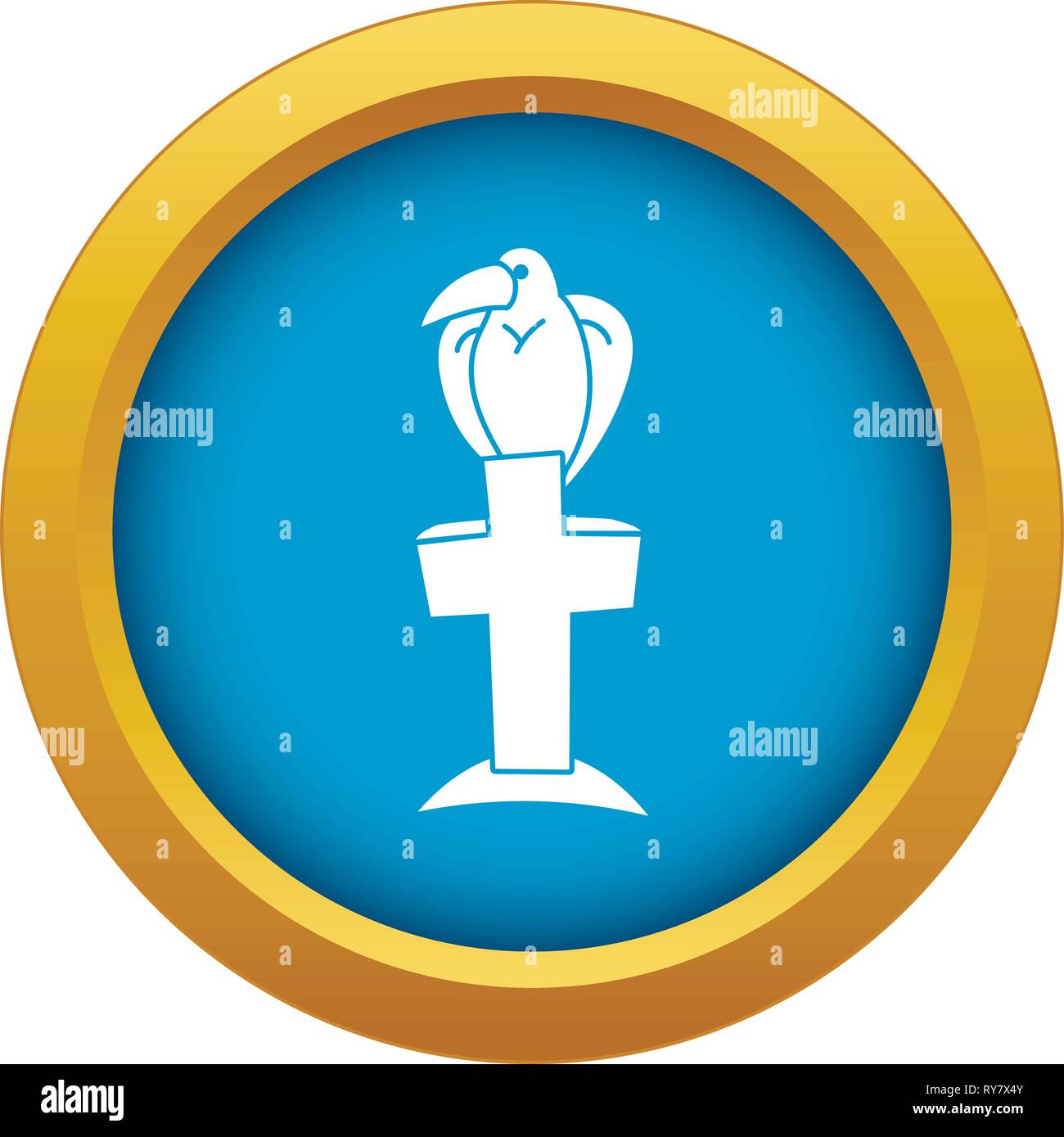 Bird on grave cross icon blue vector isolated Stock Vector Image & Art ...