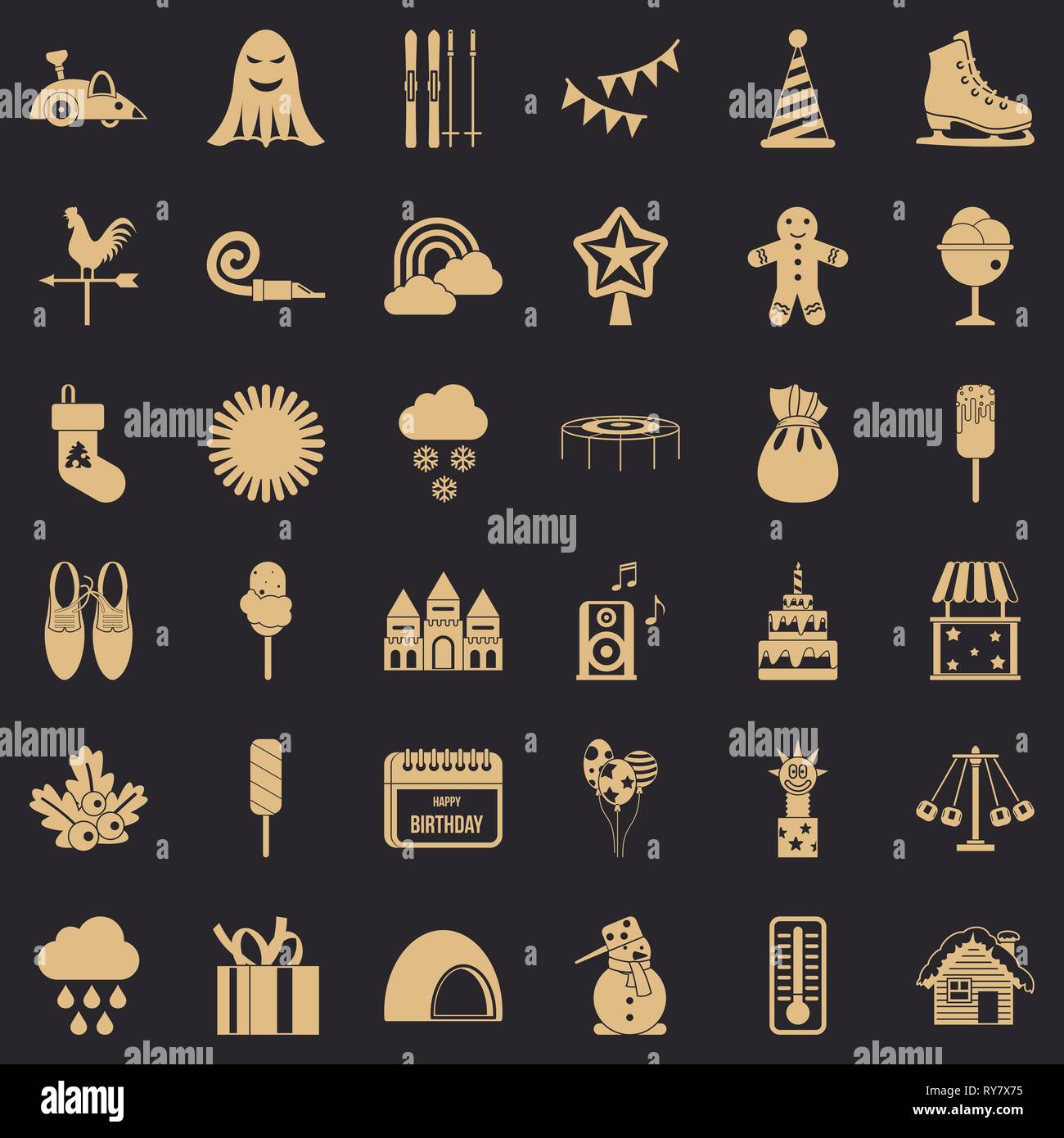 Children celebration icons set, simple style Stock Vector Image & Art ...