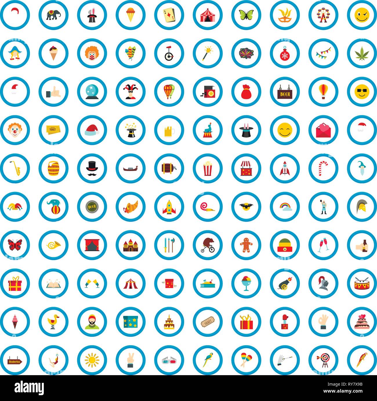 100 festival icons set, flat style Stock Vector Image & Art - Alamy