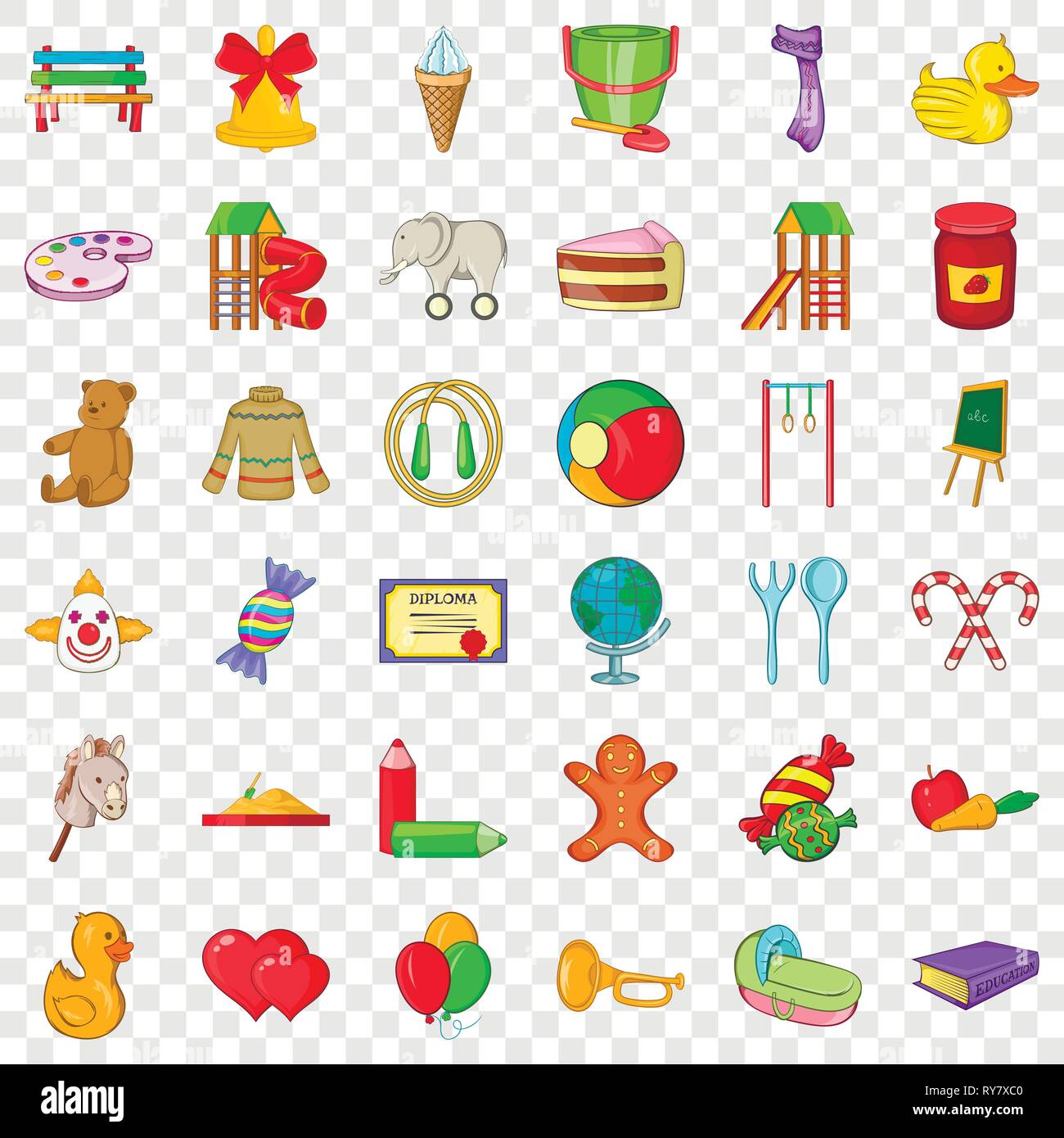 Childhood icons set, cartoon style Stock Vector Image & Art - Alamy