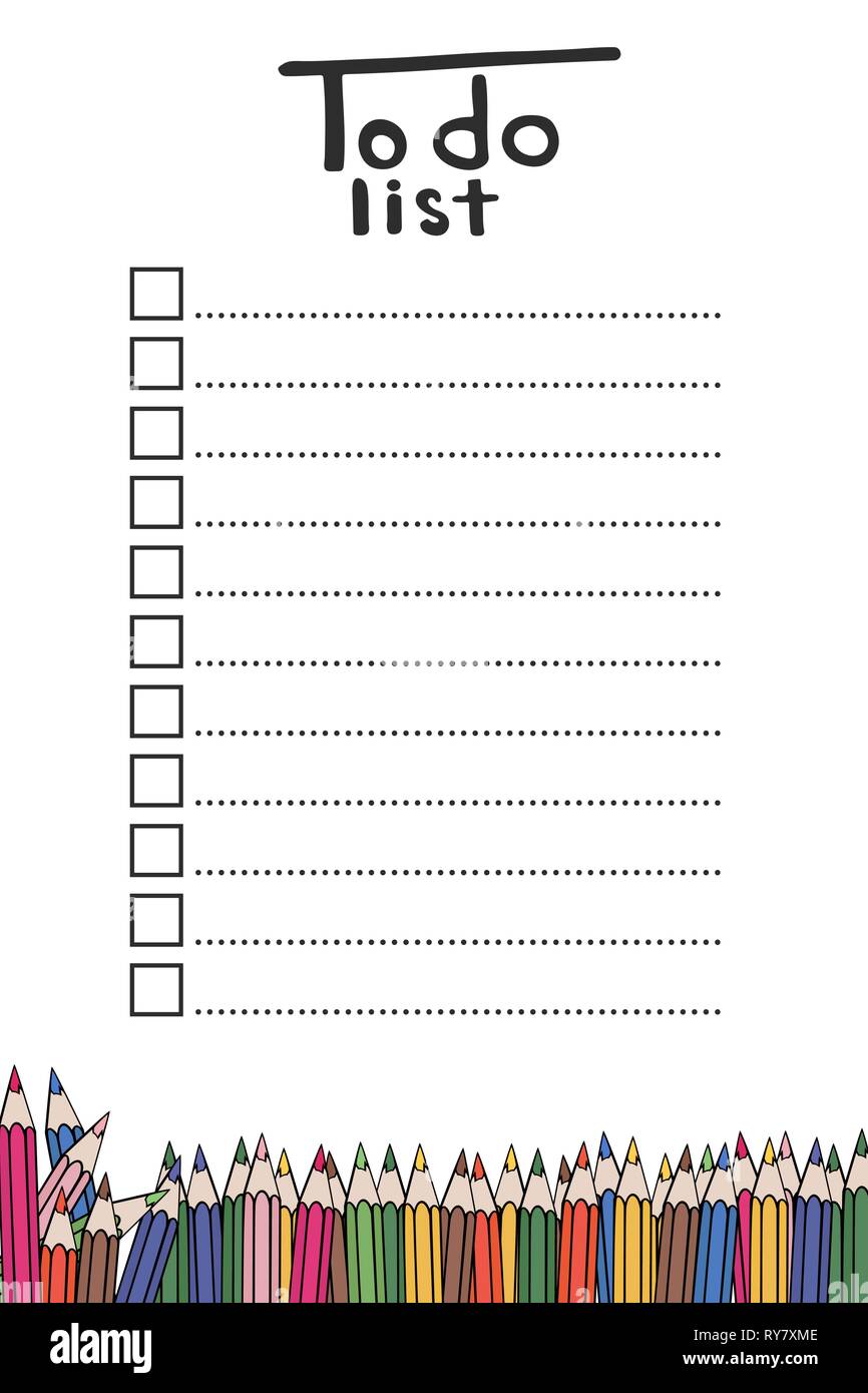 To do list. Design with multicolored pencils. Vector illustration ...
