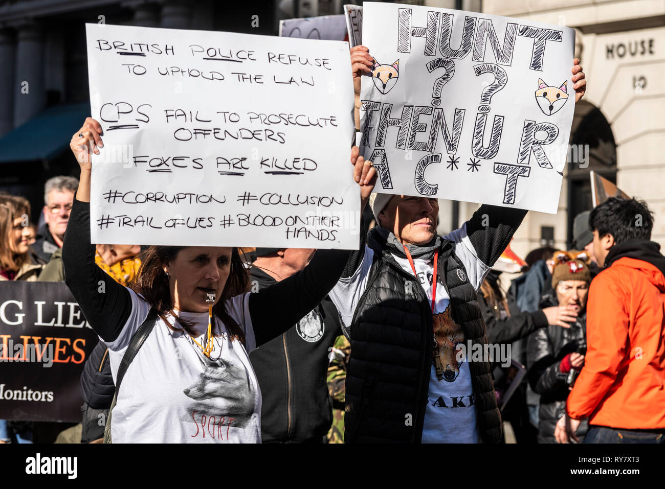 Protest march to demonstrate against the lack of enforcement of the fox ...