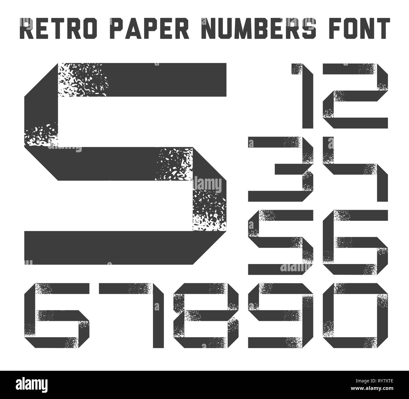 Numbers font made from white grunge paper stripe Stock Vector Image ...