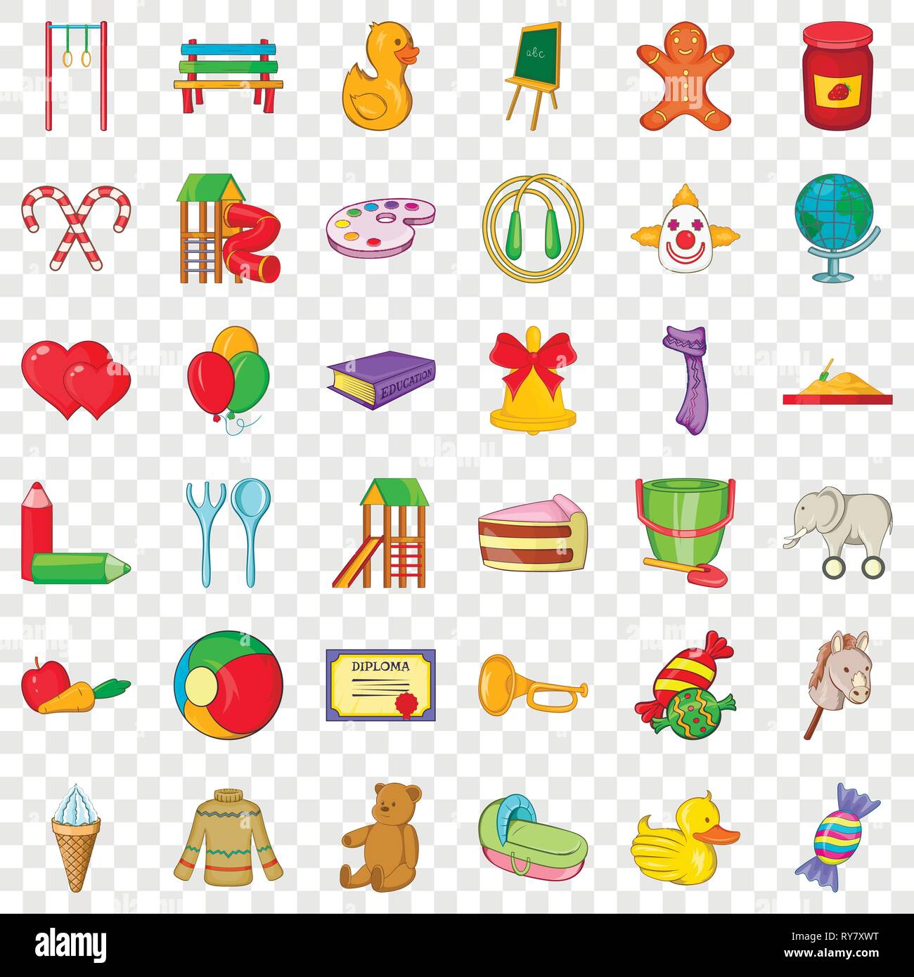 Child playground icons set, cartoon style Stock Vector Image & Art - Alamy