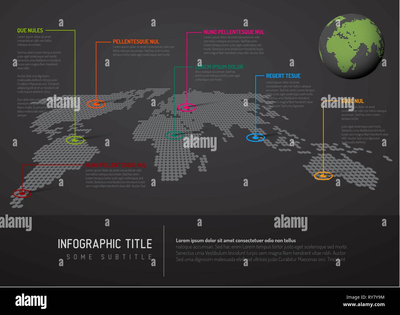 Dark World map with pointer marks - communication concept Stock Vector Image & Art - Alamy