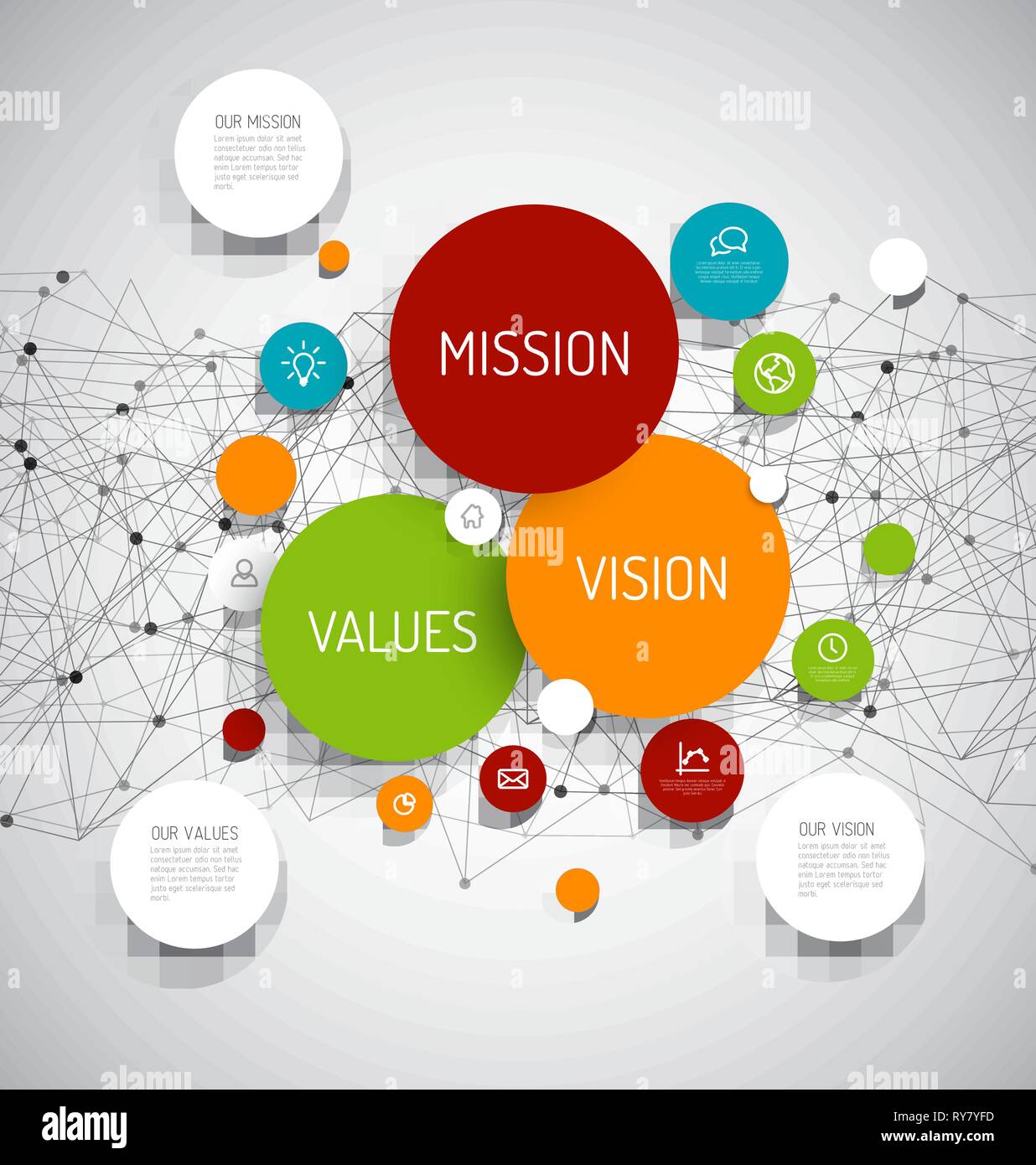 Vector Mission, vision and values diagram schema infographic with ...