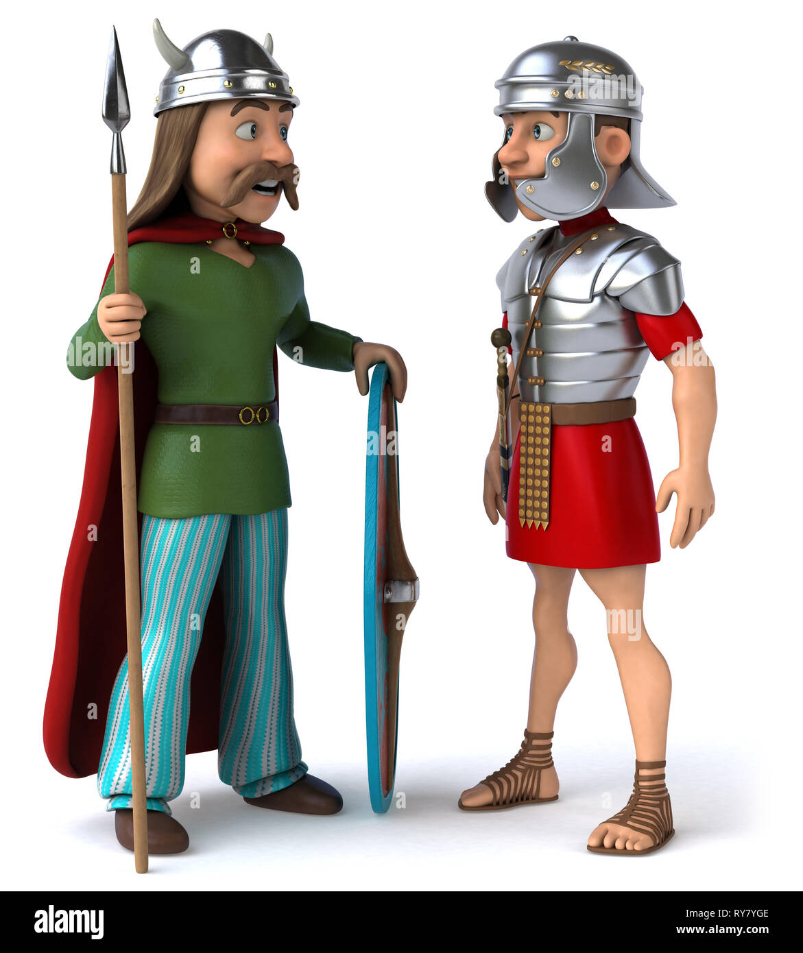 Roman and Gaul - 3D Illustration Stock Photo - Alamy