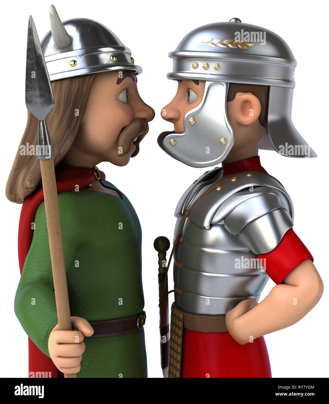 Roman and Gaul - 3D Illustration Stock Photo - Alamy