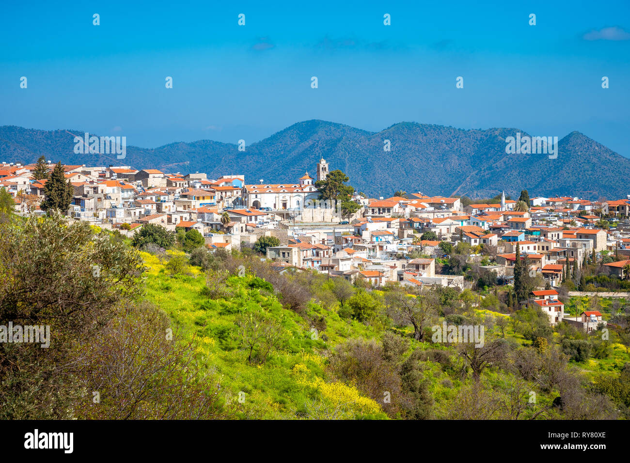 Amazing view of famous landmark tourist destination valley Pano Lefkara ...