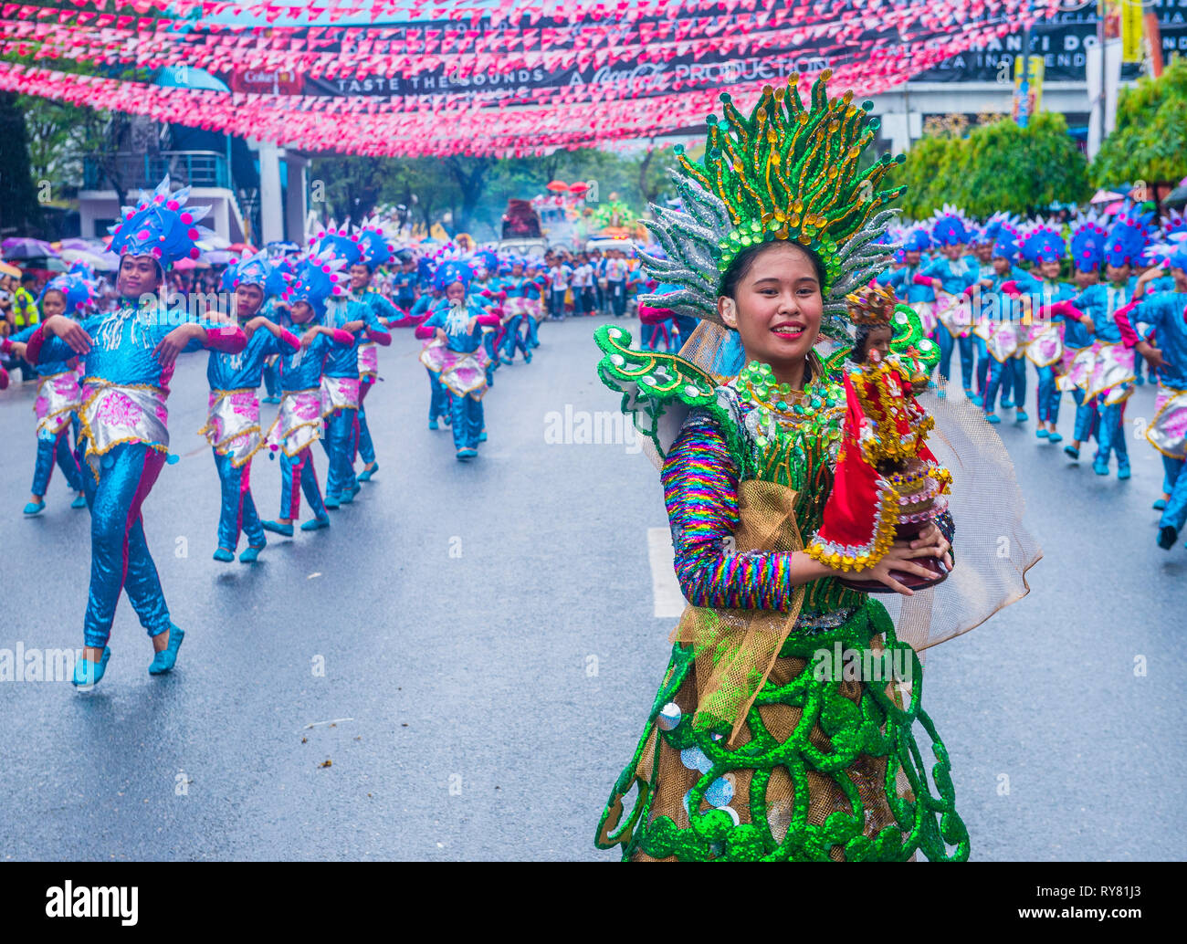 Participants In The Sinulog Festival In Cebu City Philippines Stock