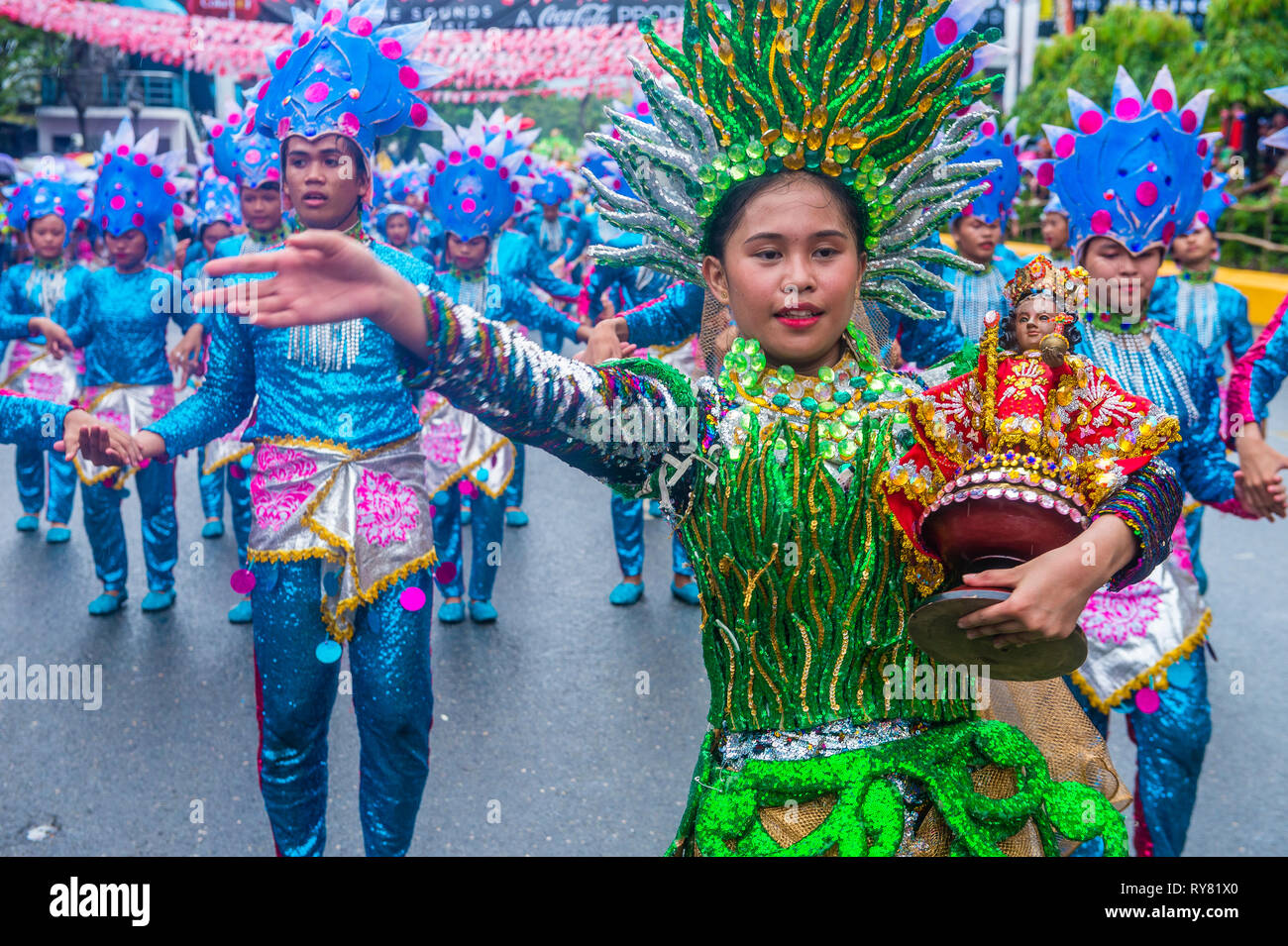 Participants in the Sinulog festival in Cebu city Philippines Stock ...
