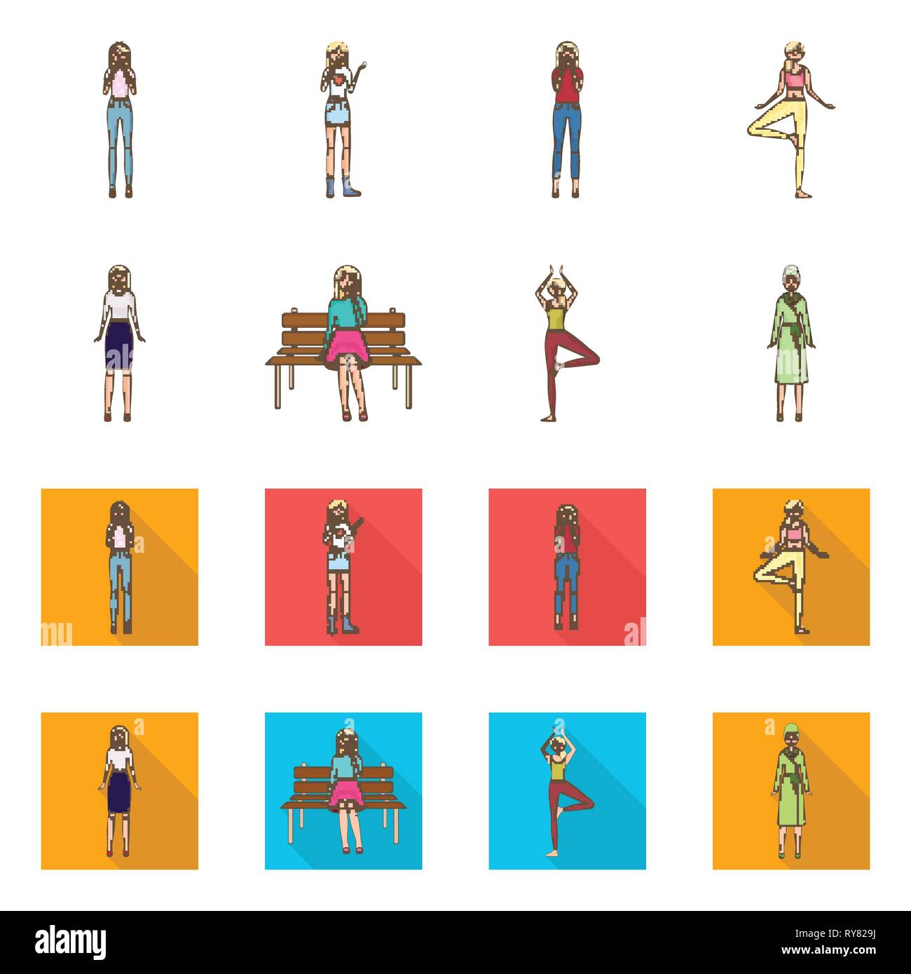Vector design of posture and mood sign. Collection of posture and ...