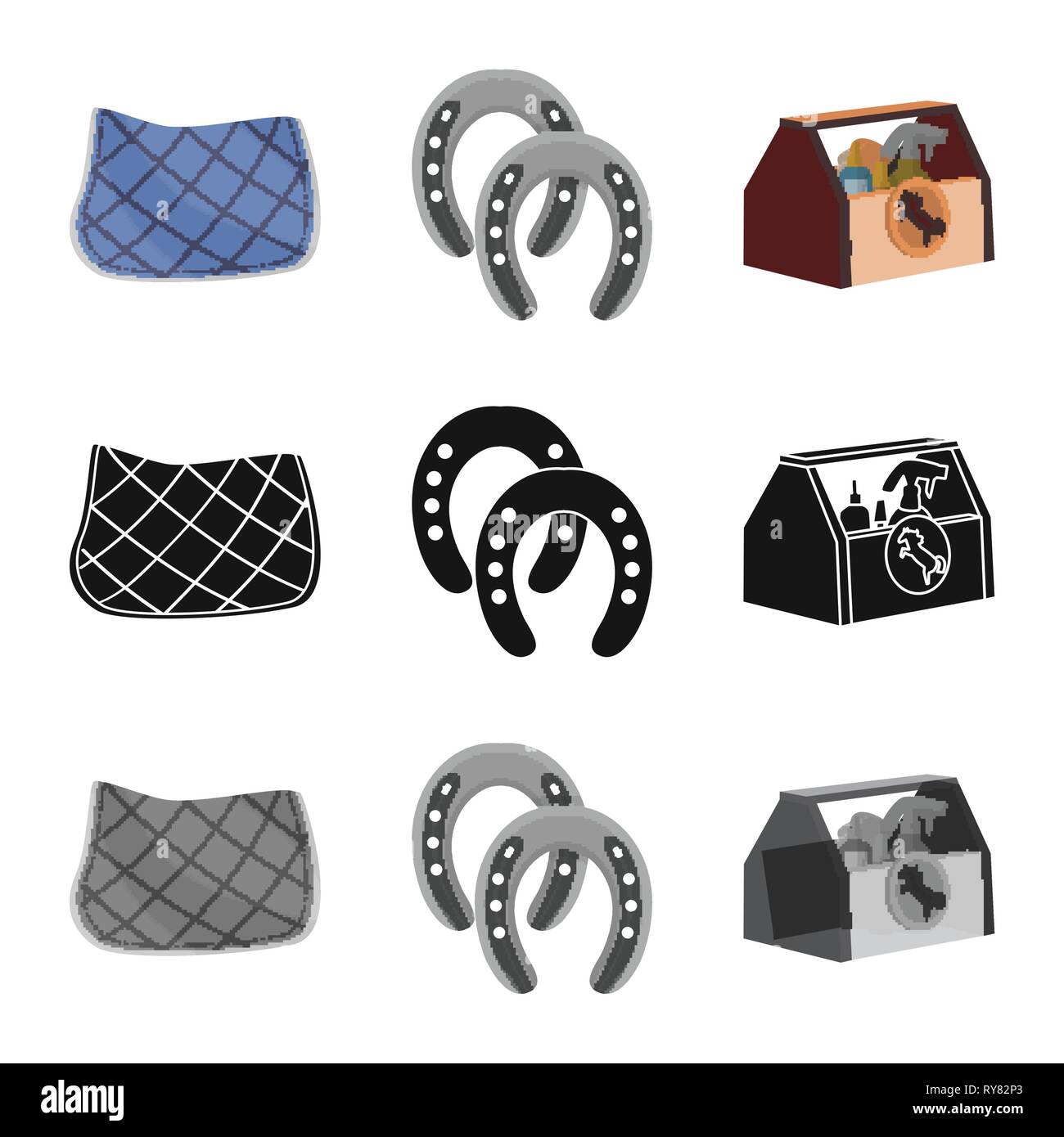 Vector design of equipment and riding icon. Set of equipment and ...