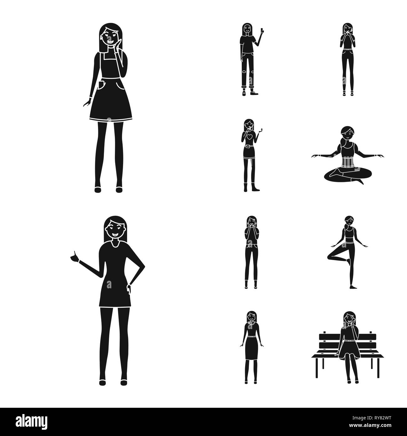 Vector design of emotions and female symbol. Set of emotions and body ...