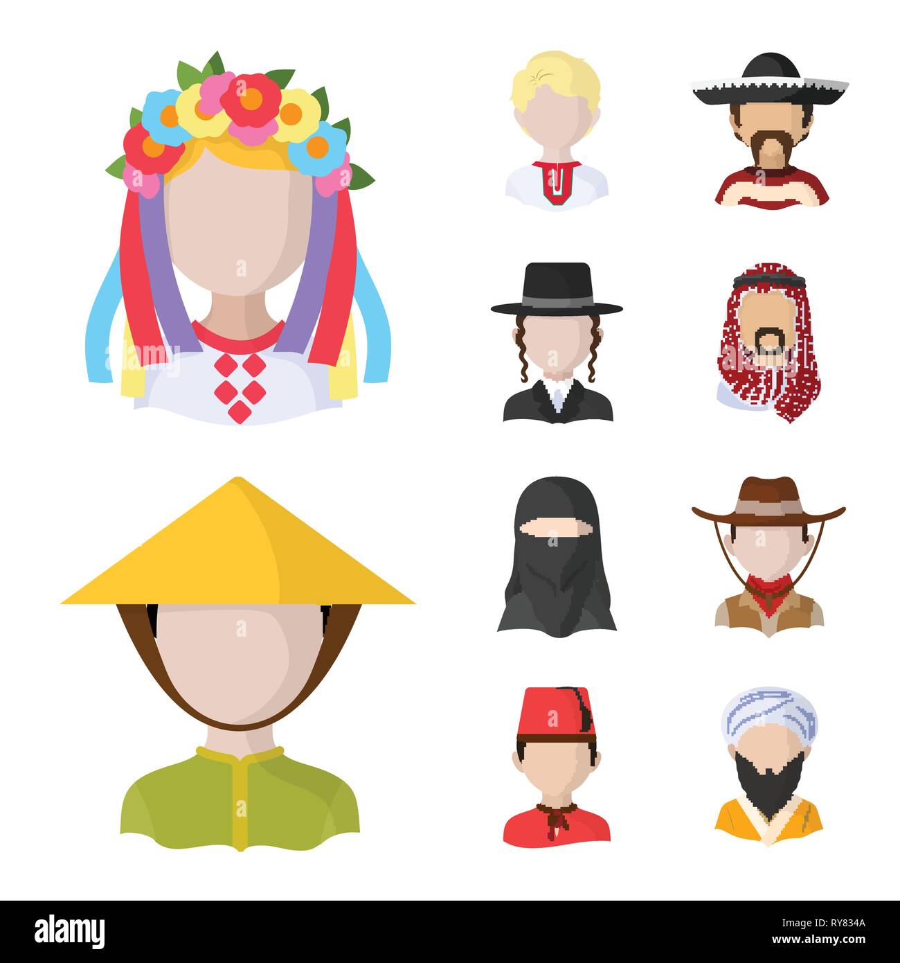 Isolated object of nation and race symbol. Collection of nation and ...