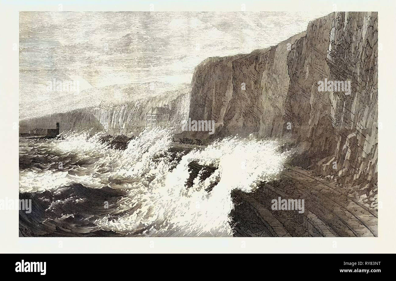 Breach in the South Devon Railway Sea-Wall Near Dawlish 1873 Stock ...