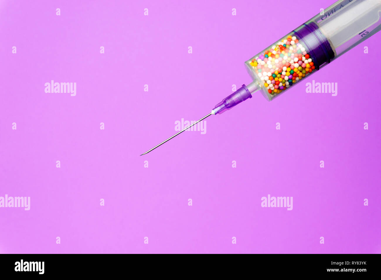 Minimal Creative syringe with color drugs ( vitamins, dyes, antibiotics ...