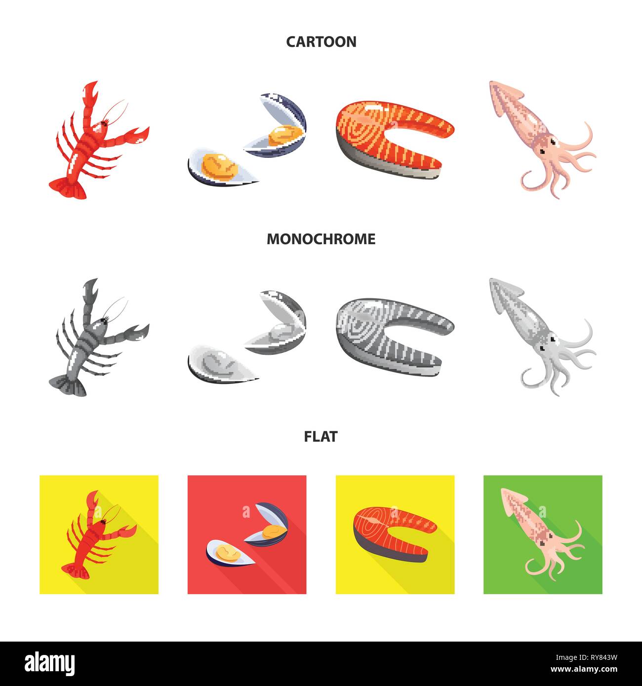 lobster,mussel,salmon,octopus,crayfish,clam,fish,squid,meat,shell,piece ...