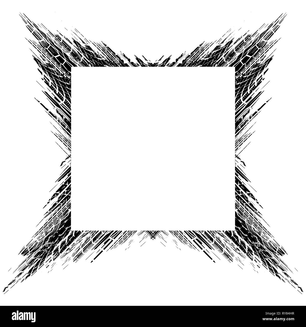 White square frame with black grunge tire track corners Stock Vector ...