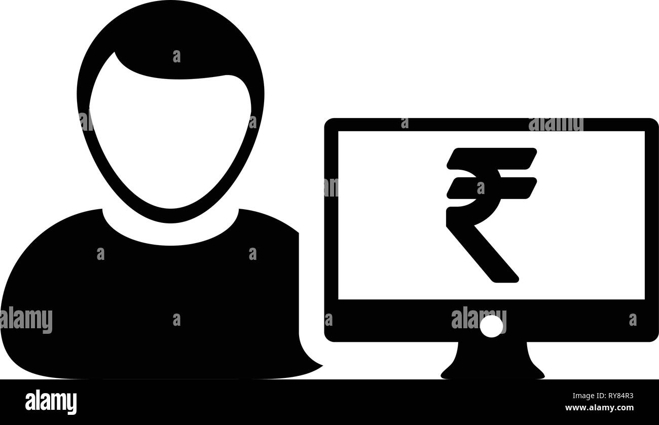 Banking icon vector male user person profile avatar with computer ...