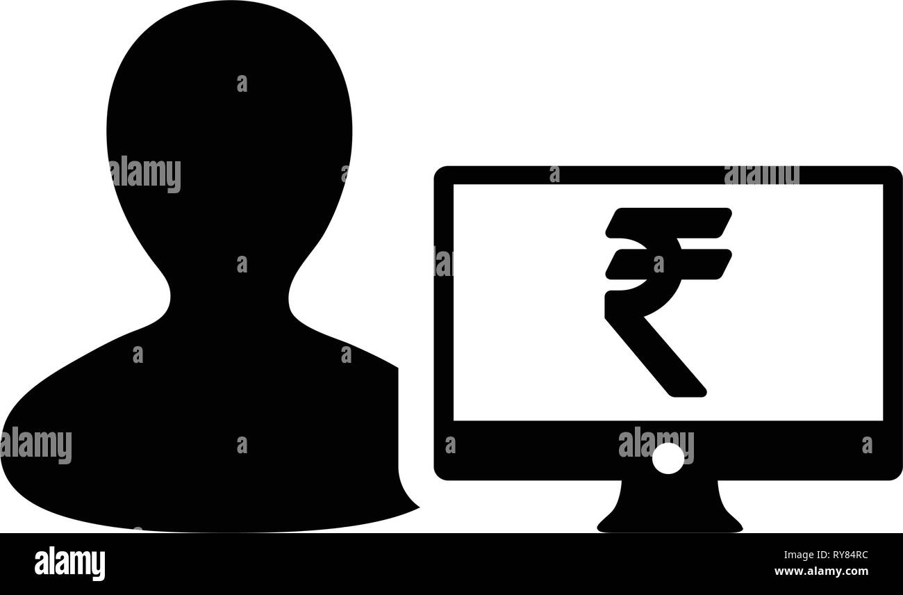 Investment icon vector male user person profile avatar with computer ...