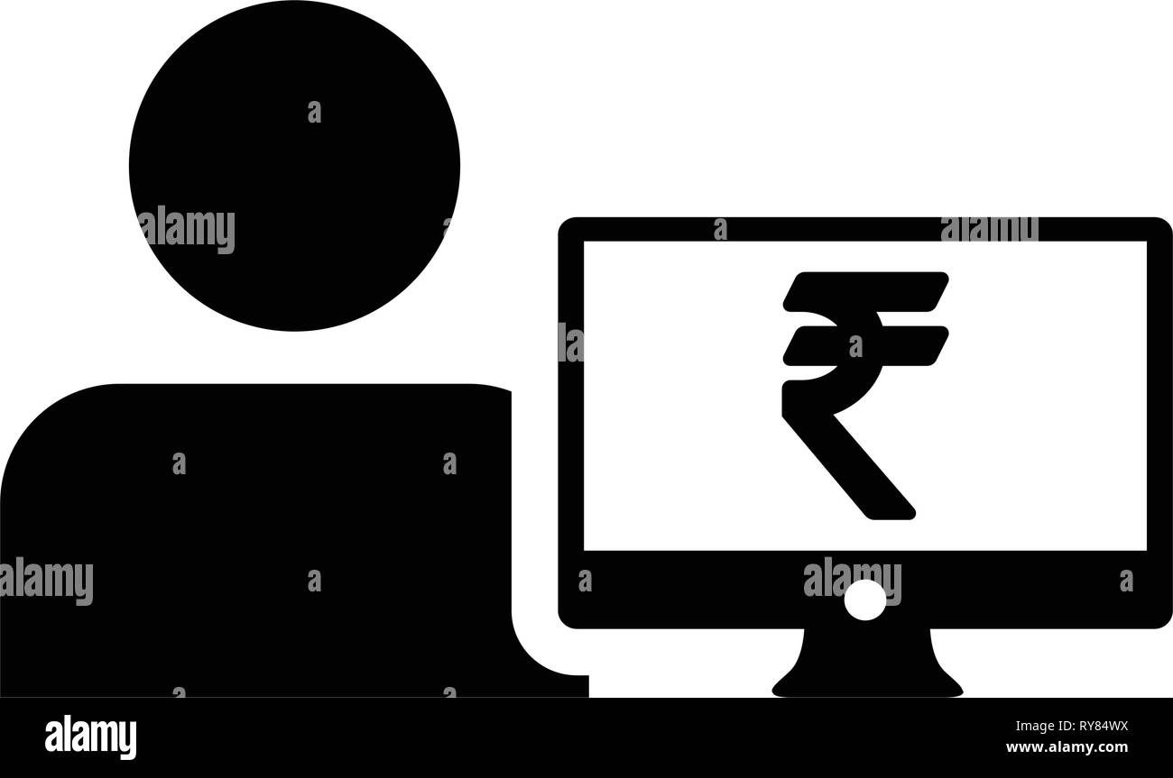 Profit icon vector male user person profile avatar with computer ...