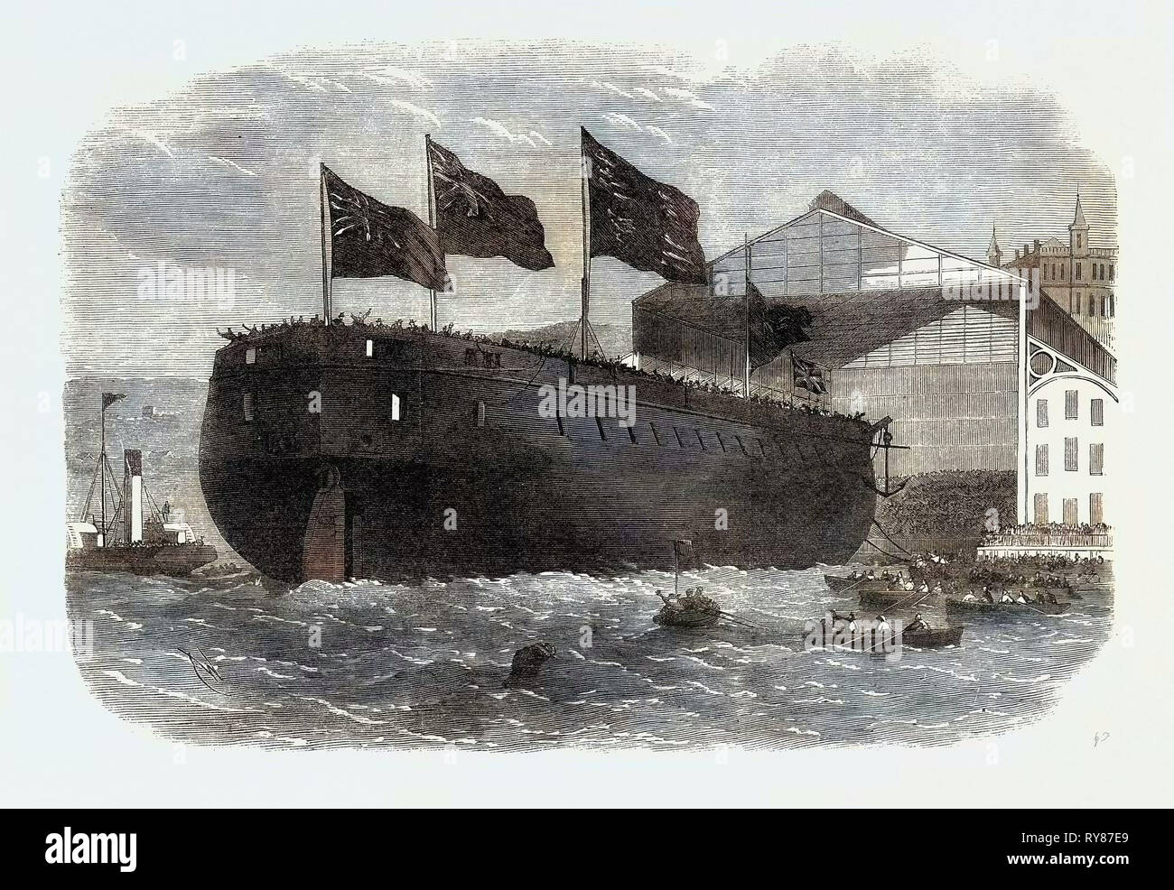 Launch of Her Majesty's Armour-Plated Screw Frigate Caledonia 31 Guns ...