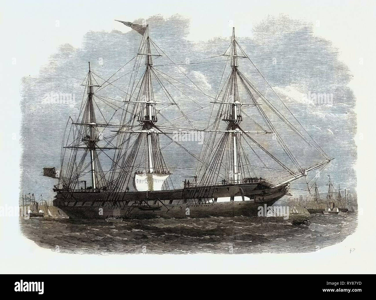 The Liverpool Training Ship Indefatigable UK 1866 Stock Photo - Alamy