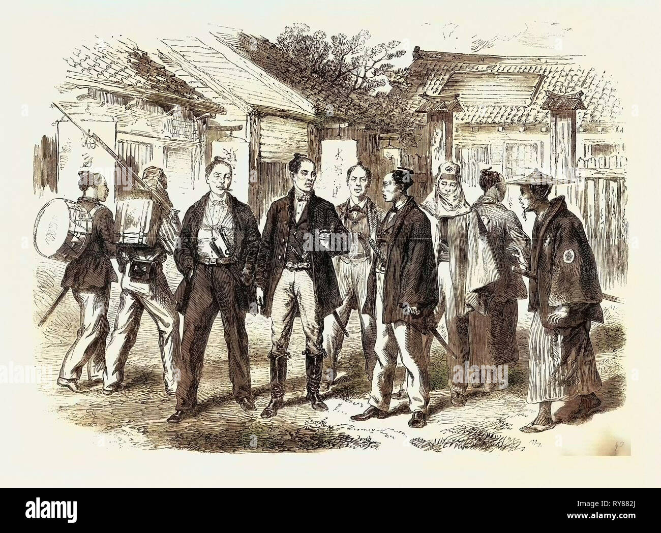 Modern Costumes of Japanese Officers Japan 1866 Stock Photo - Alamy