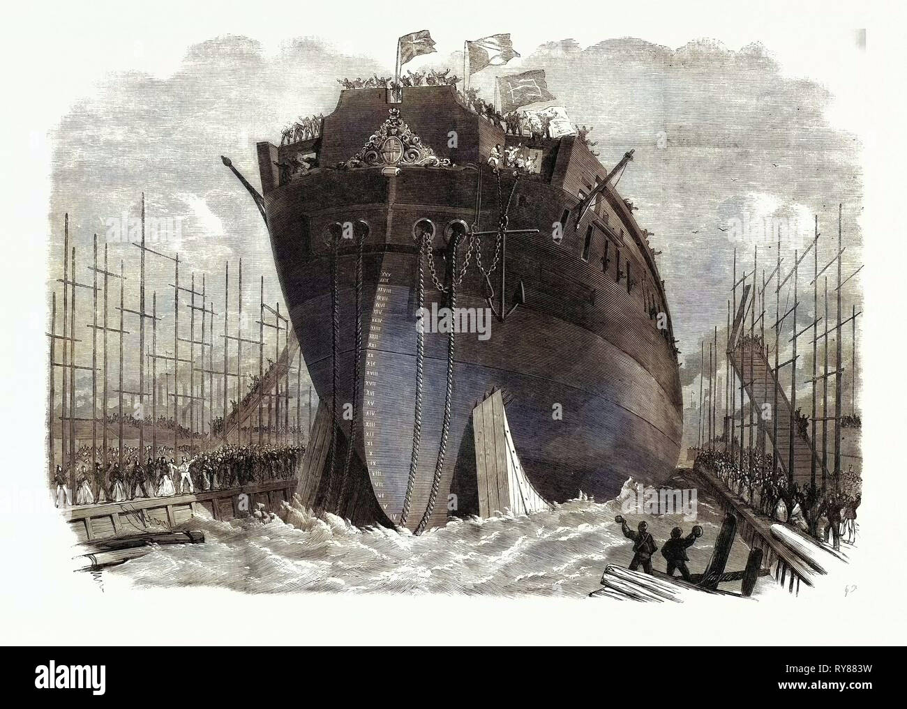 Attempted Launch of the Ironclad Frigate Northumberland at Millwall UK ...