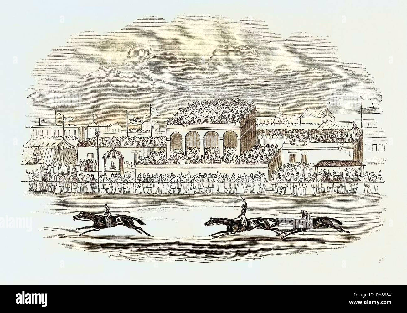 Chester Races, 'Red Deer' Winning the Chester Cup, from a Sketch Made ...