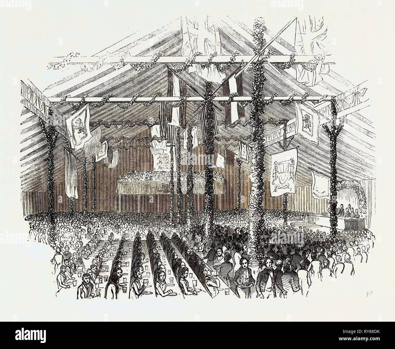 Lord Egerton's Fete, the Pavilion at Worsley Stock Photo - Alamy