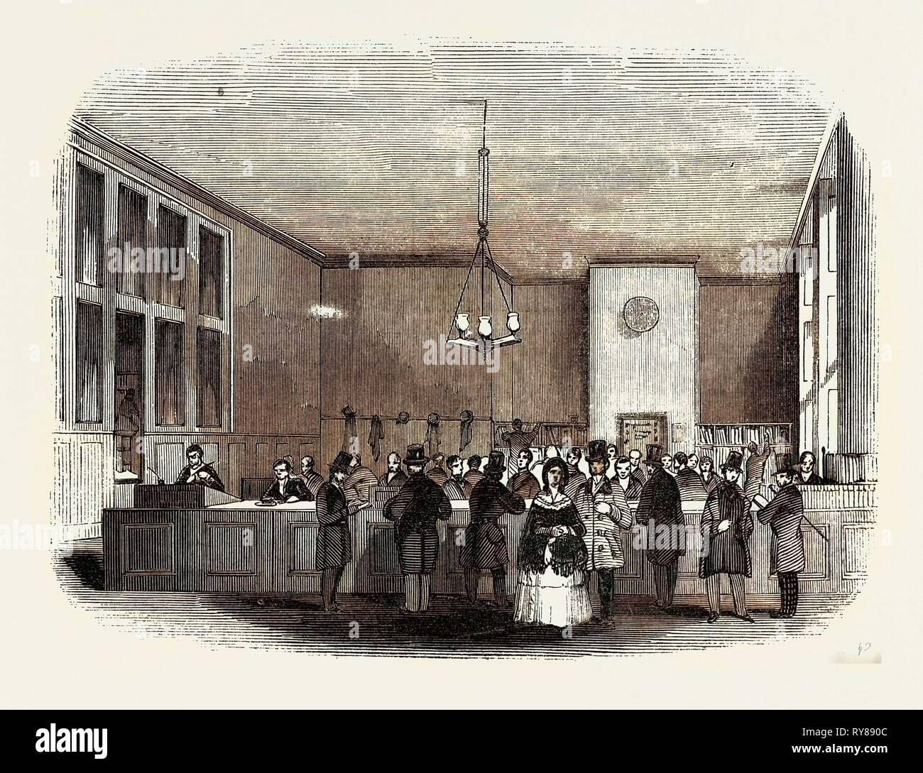 Retro bank interior hi-res stock photography and images - Alamy