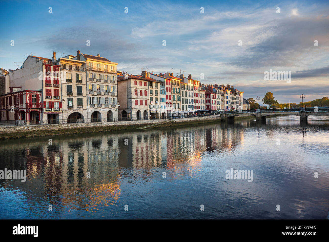 Quai Augustin Chaho and Nive River. Bayonne City. Bayona. Baiona ...