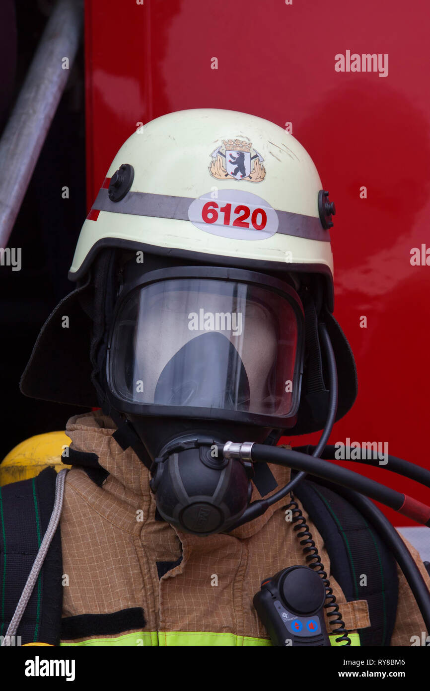 Firefighter dummy with oxygen mask in Berlin, Germany Stock Photo - Alamy