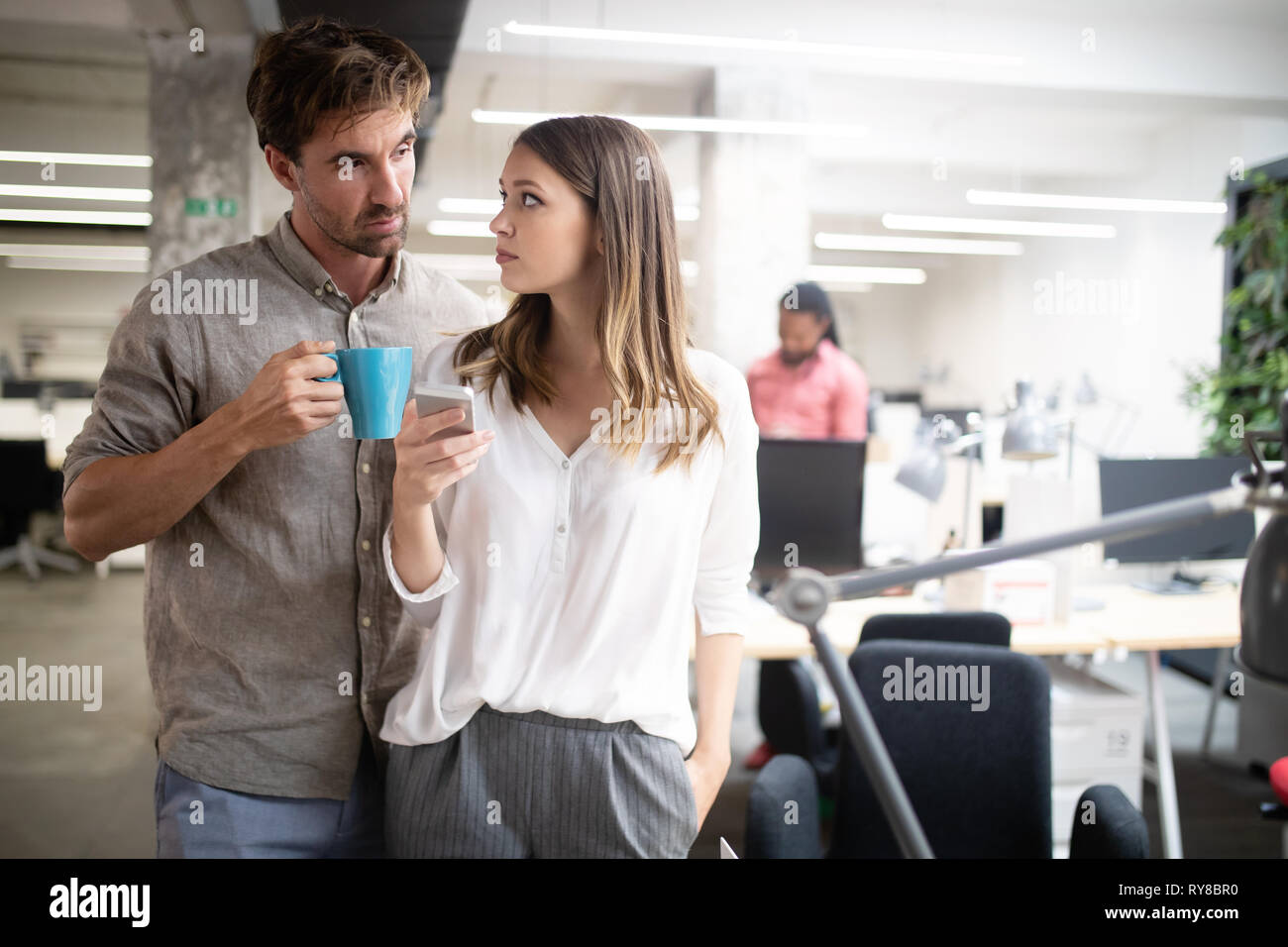 Stressed business people executive in tension feels worried thinking of ...