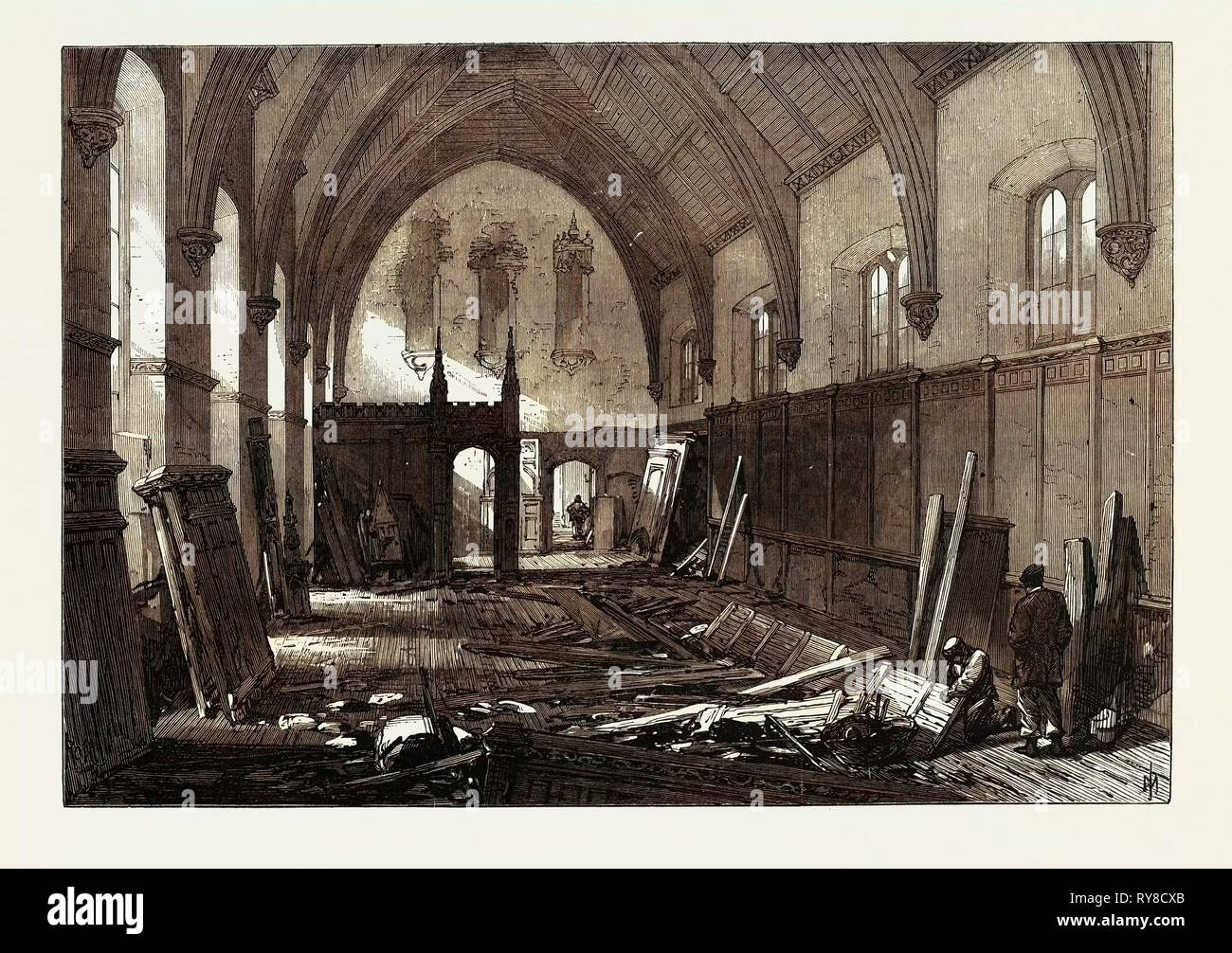 Demolition of the Old Dining Hall of the Inner Temple 1869 Stock Photo ...