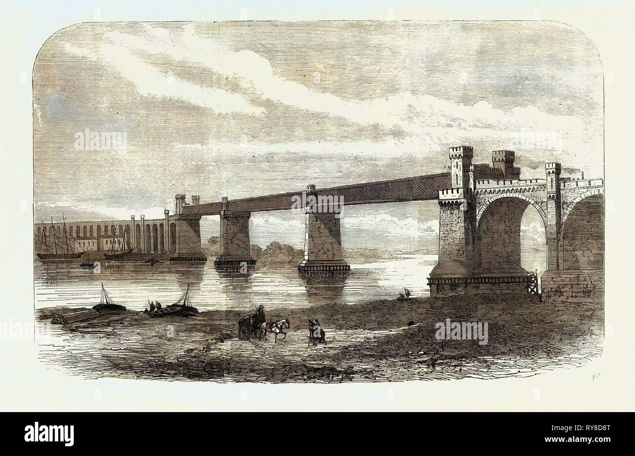 Railway Bridge and Viaduct at Runcorn UK 1869 Stock Photo - Alamy