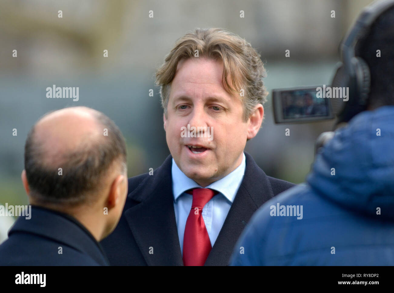 Marcus Fysh MP (Con: Yeovil) being interviewed on College Green ...