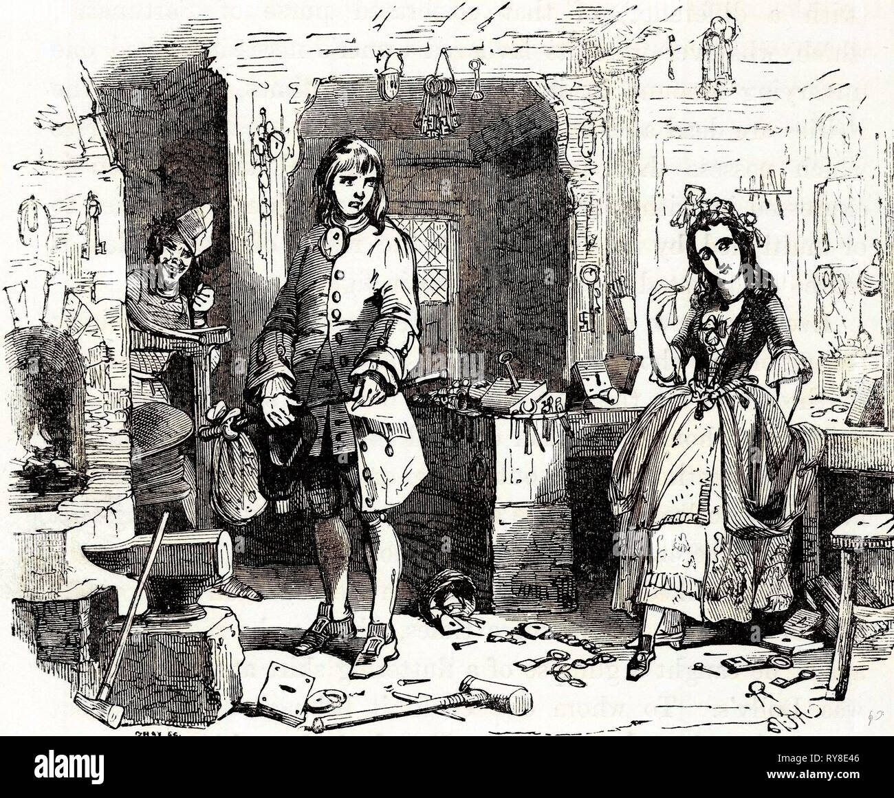 Charles Dickens Barnaby Rudge 1841 Illustration 19th Century Stock ...