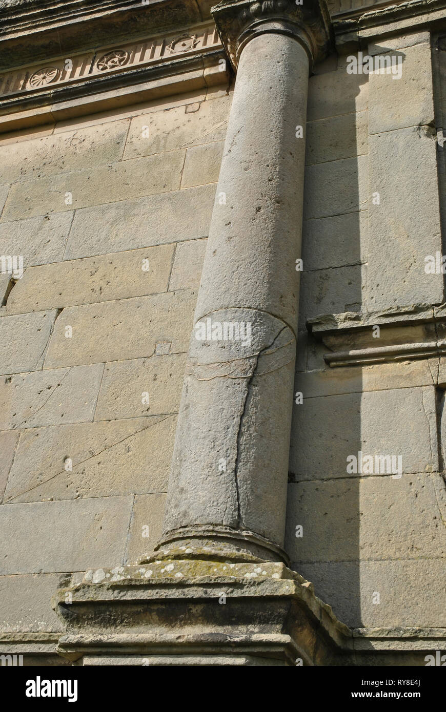 Column detail on the wall of an old ruined manor house Stock Photo - Alamy