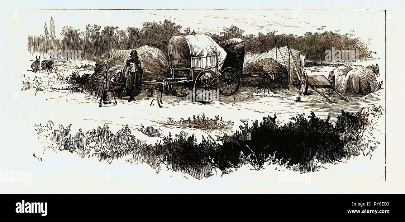 Gipsy Life Round London: Encampment at Mitcham Common 1880 Stock Photo ...