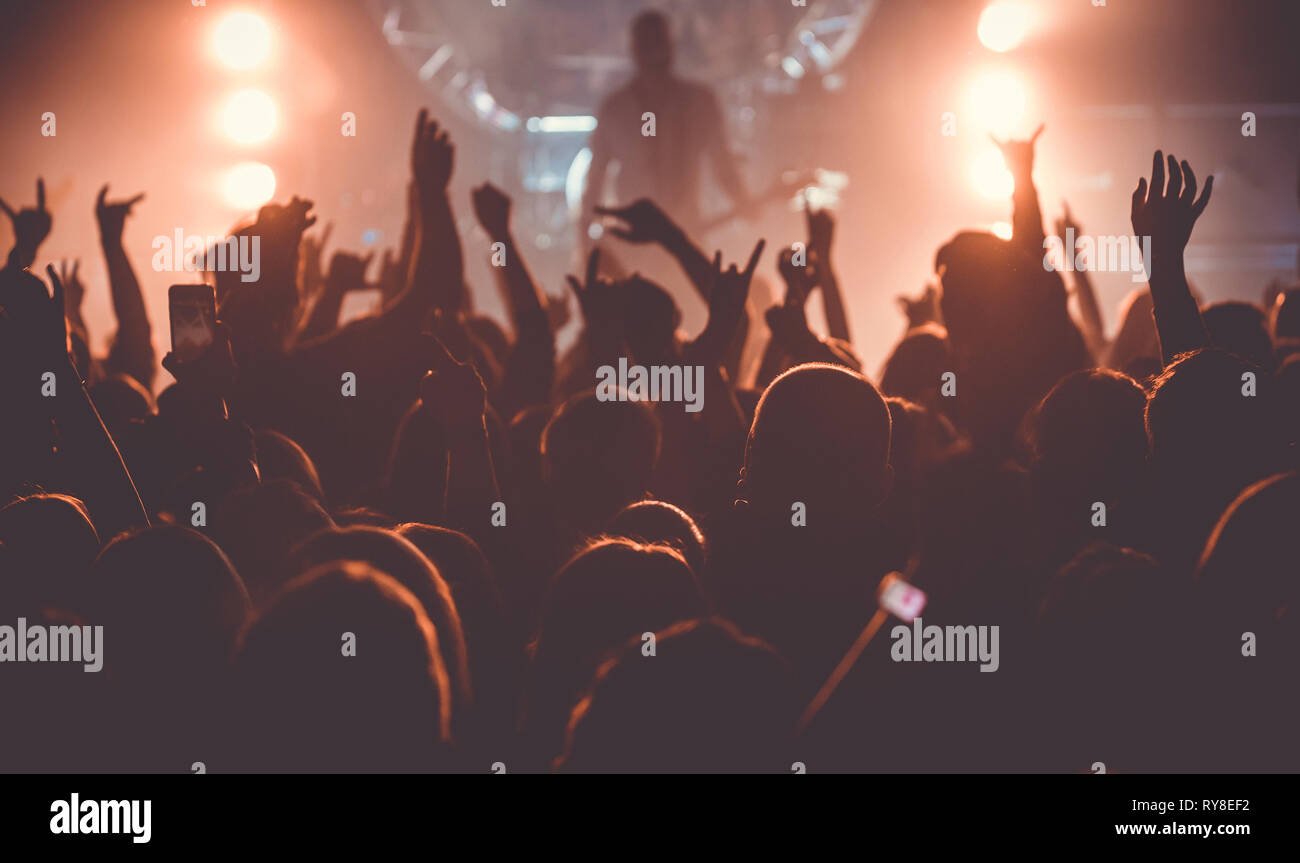 Concert Audience Hands Air Stock Photos & Concert Audience Hands Air ...